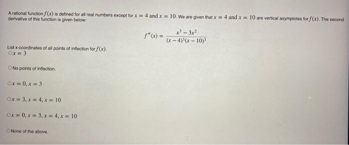 Solved A rational function f(x) is defined for all real | Chegg.com