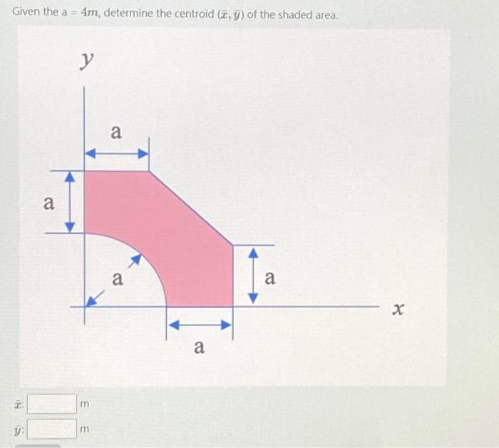 Solved Given the a = 4m, determine the centroid (x, y) of | Chegg.com