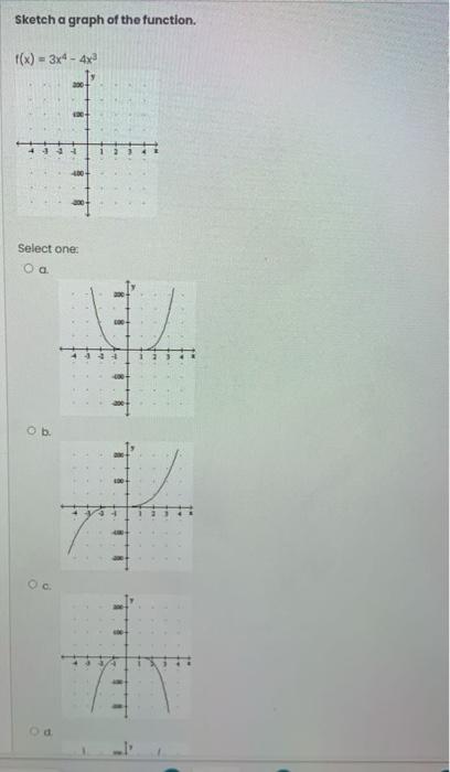 Solved Sketch a graph of the function. f(x)=3x4−4x3 Select | Chegg.com