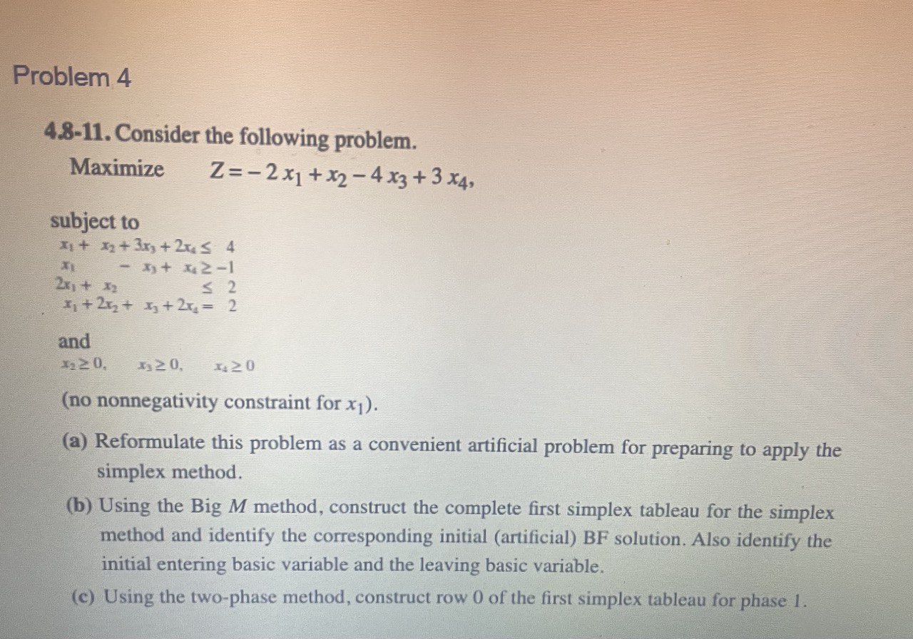 Solved Problem 44.8-11. ﻿Consider the following problem. | Chegg.com