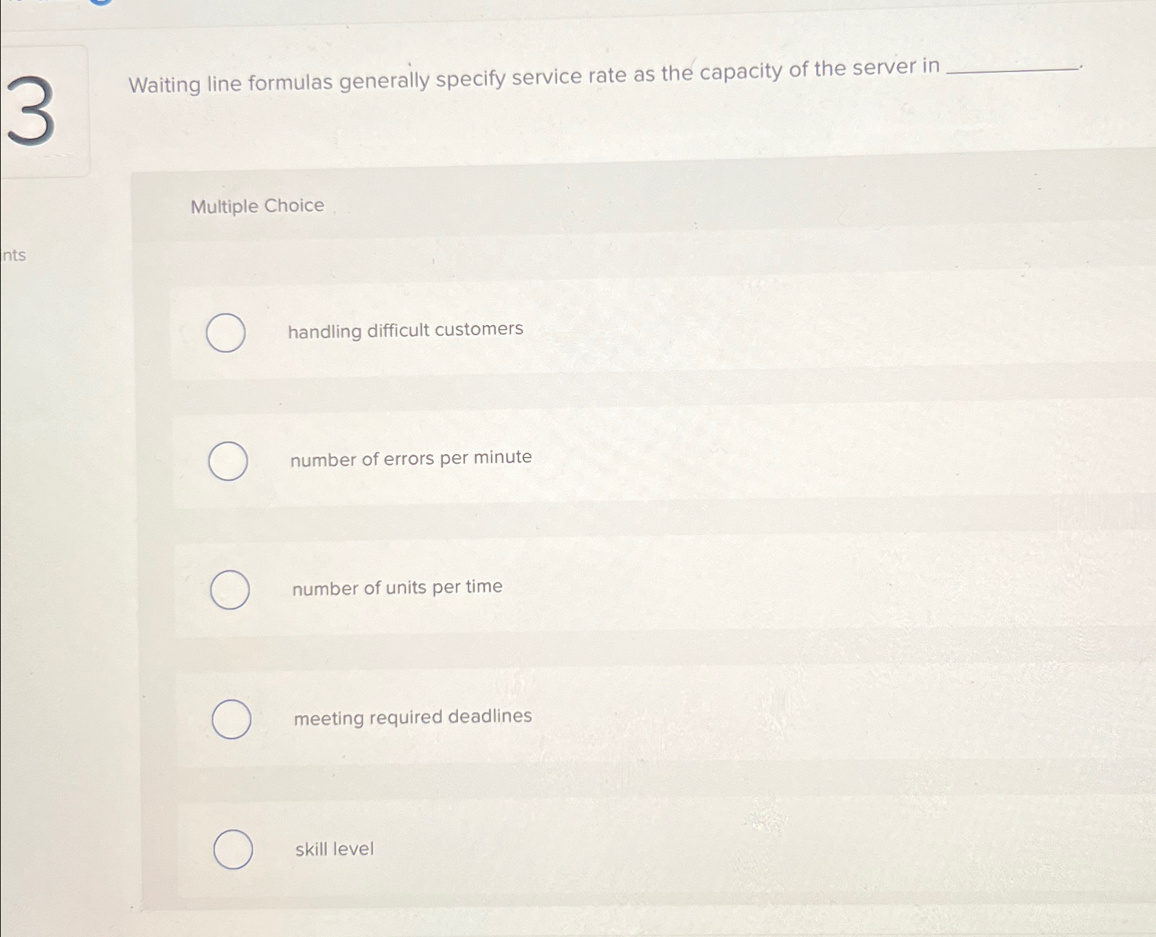 Solved Waiting line formulas generally specify service rate | Chegg.com