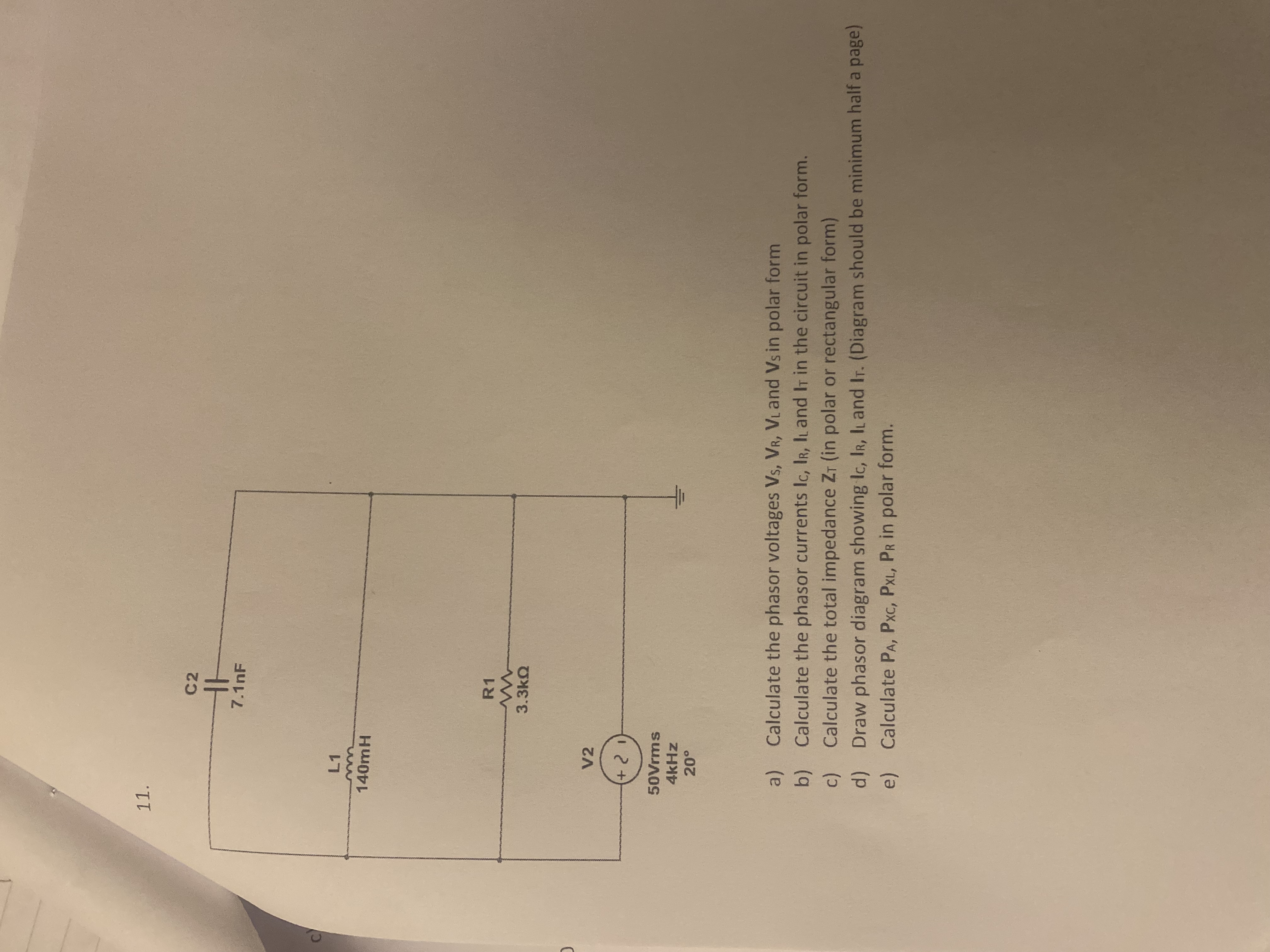 Solved a) ﻿Calculate the phasor voltages VS,VR,VL ﻿and VS | Chegg.com