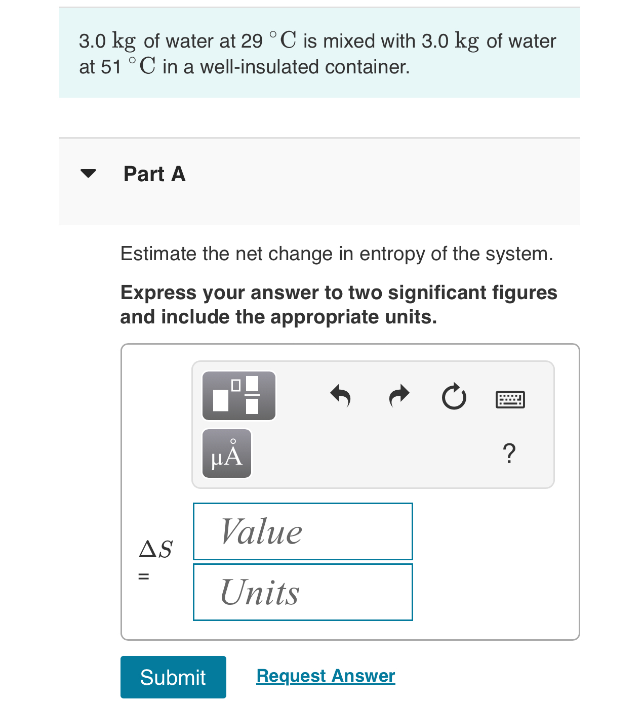 Solved 3.0kg ﻿of water at 29°C ﻿is mixed with 3.0kg ﻿of | Chegg.com