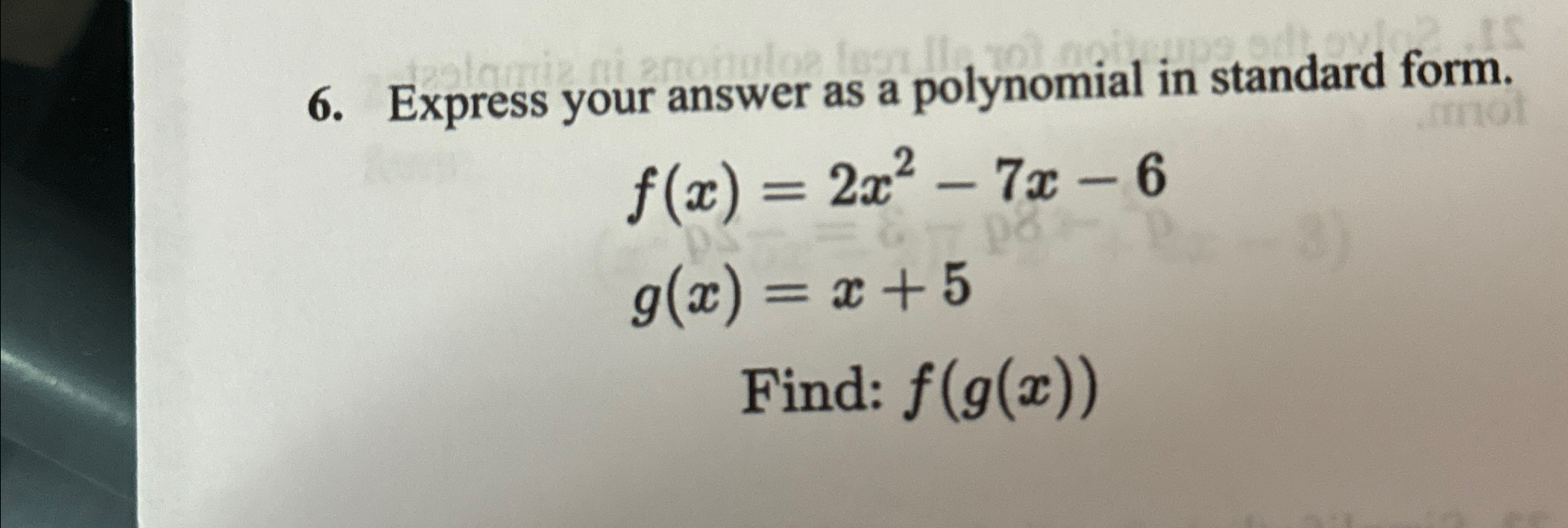 Solved Express your answer as a polynomial in standard | Chegg.com