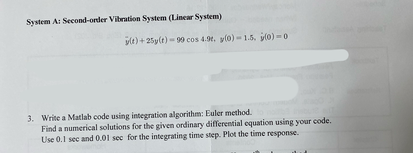 Solved System A: Second-order Vibration System (Linear | Chegg.com