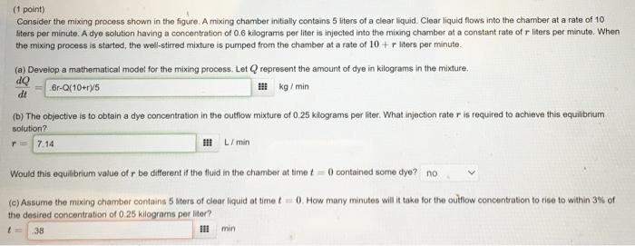 Solved (1 point) Consider the mixing process shown in the | Chegg.com