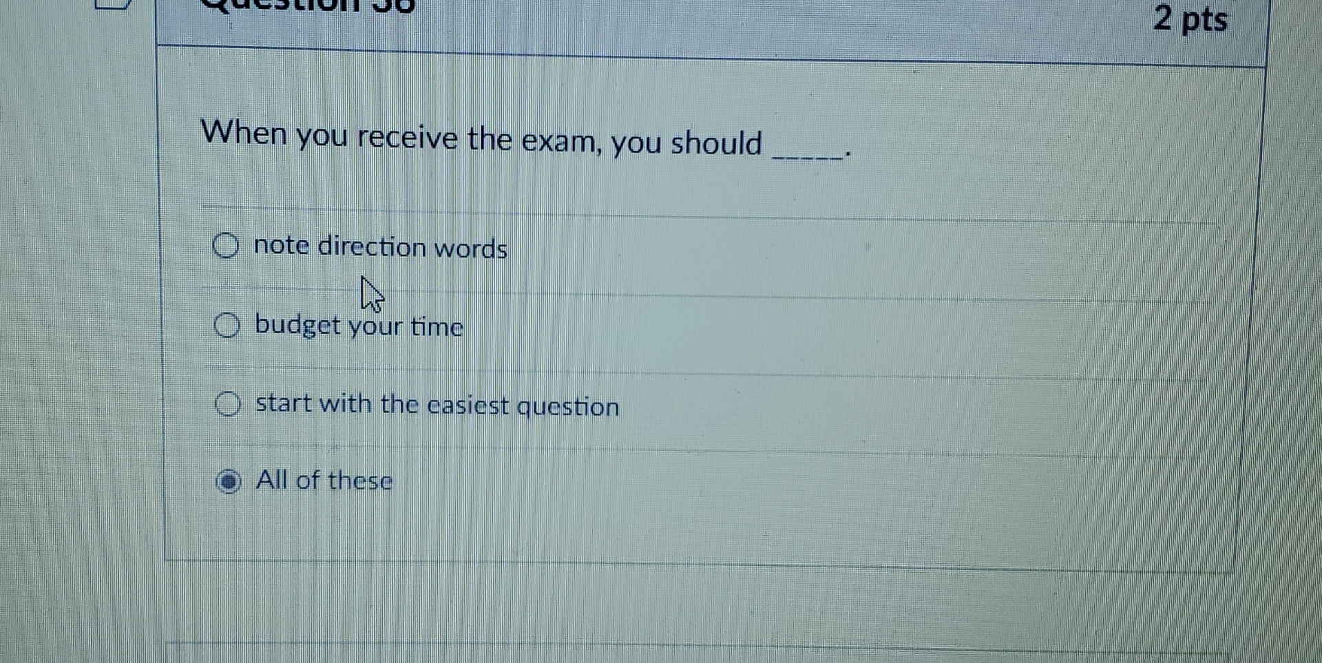 Solved 2 ﻿ptsWhen you receive the exam, you shouldnote | Chegg.com