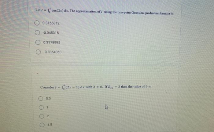 Solved Let: - cos(2x) dx. The approximation of wing the | Chegg.com