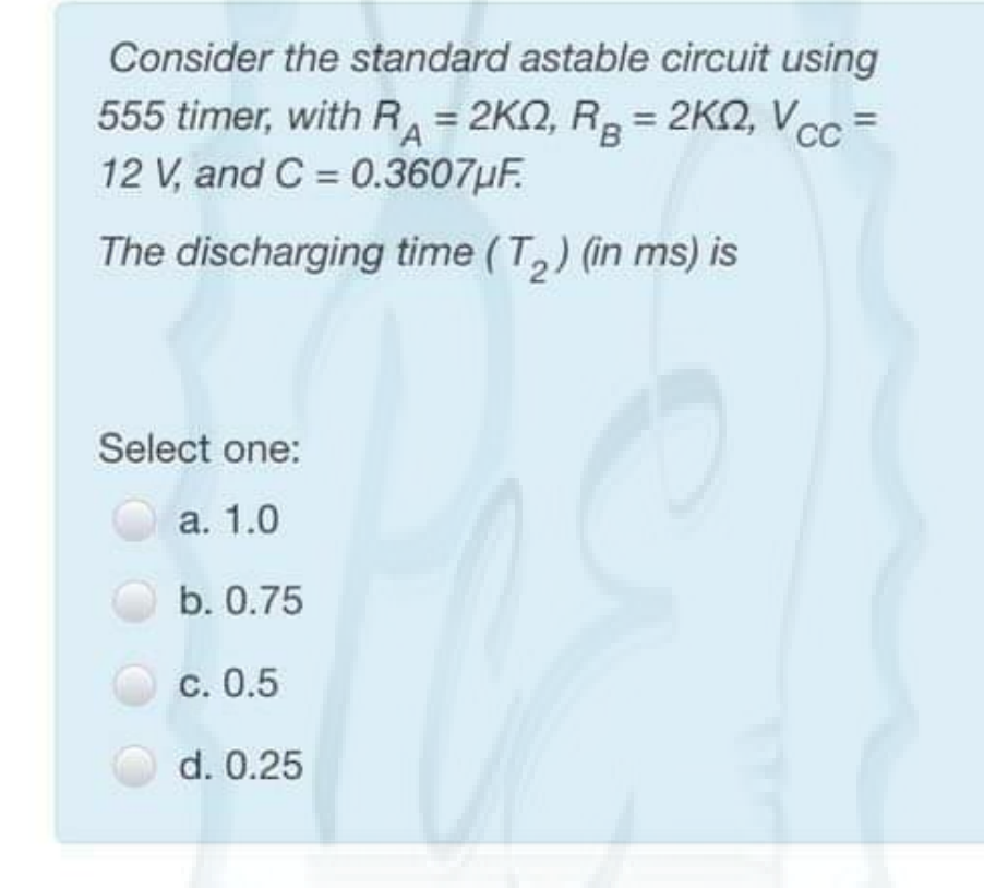 Solved Consider the standard astable circuit using 555 | Chegg.com