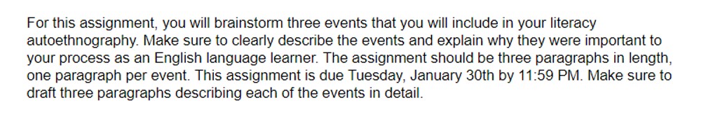 For this assignment, you will brainstorm three events | Chegg.com