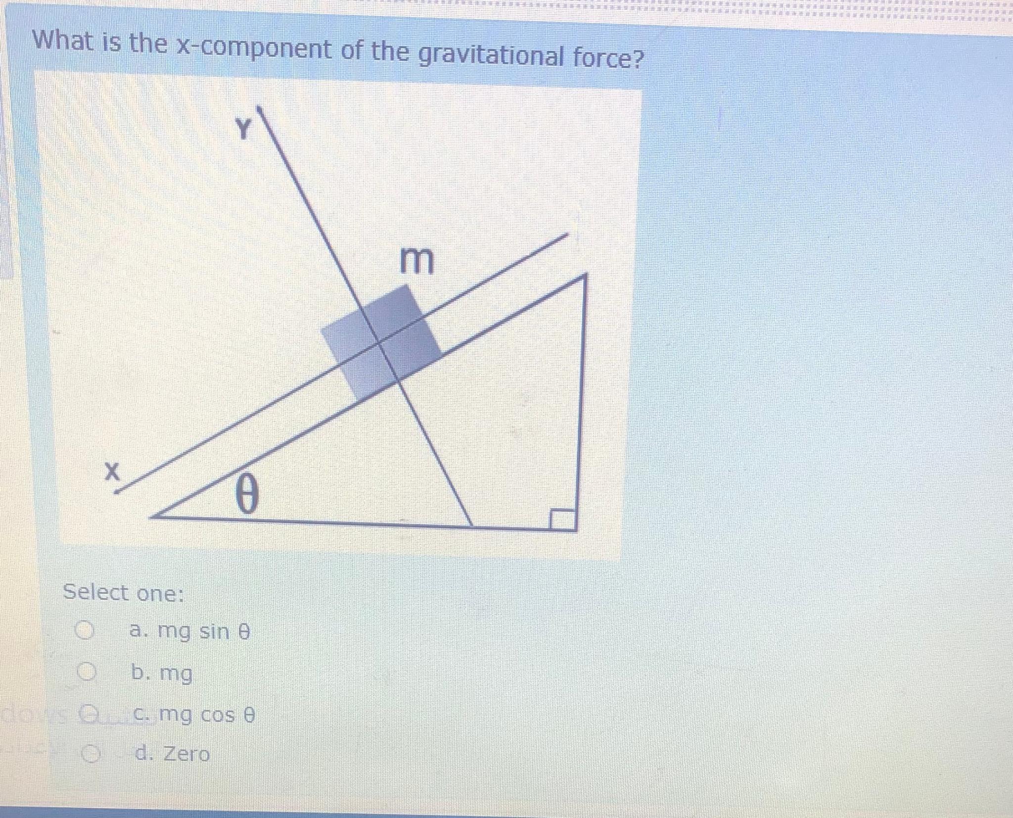 Solved What is the x-component of the gravitational | Chegg.com