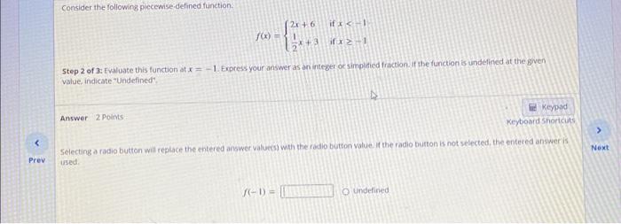 Solved Consider the following piecewise-defined function. | Chegg.com