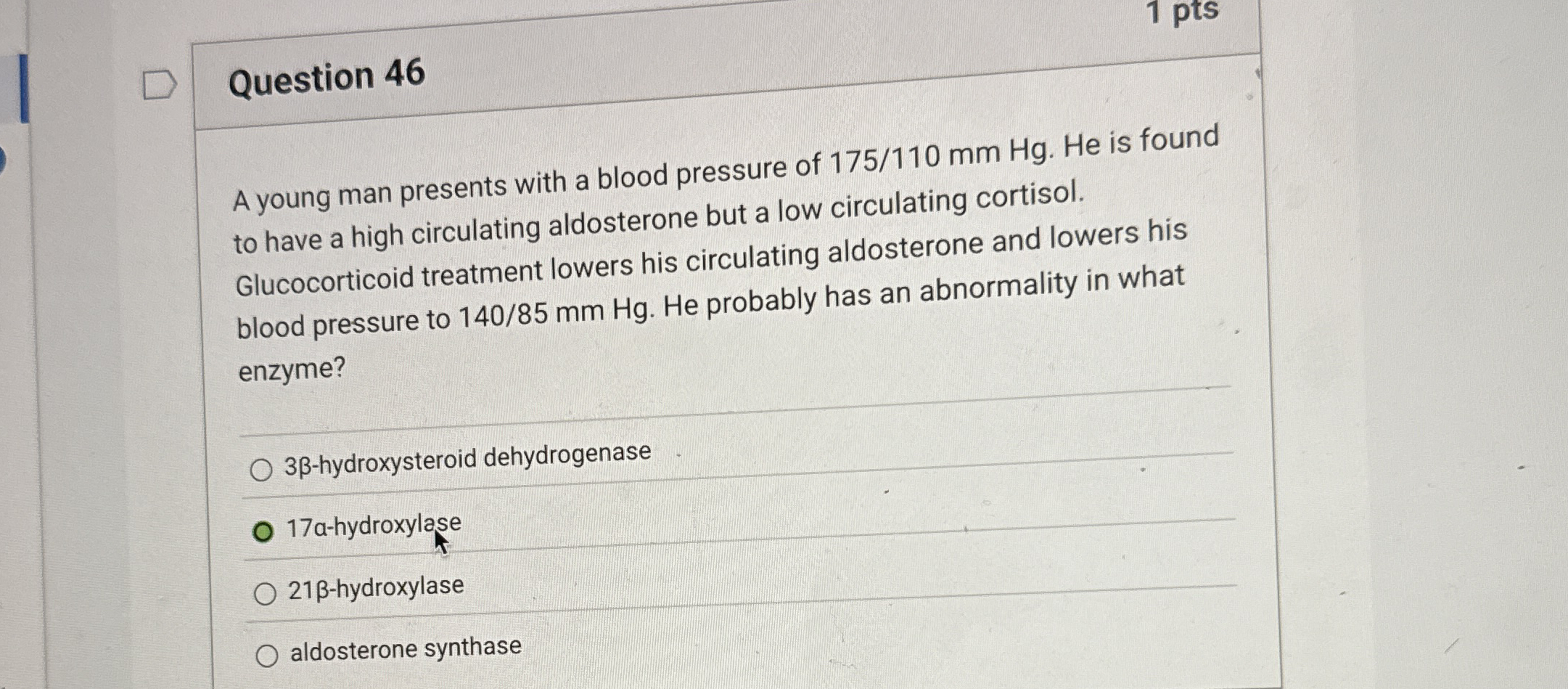 Solved Question 46A young man presents with a blood pressure | Chegg.com