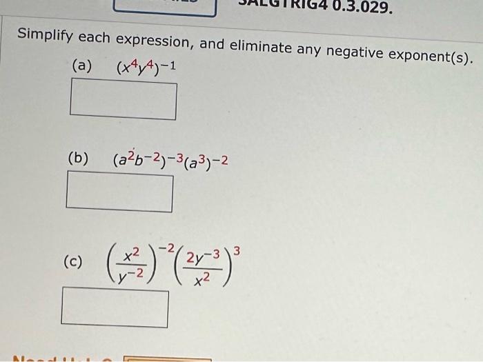 Solved Simplify each expression, and eliminate any negative | Chegg.com
