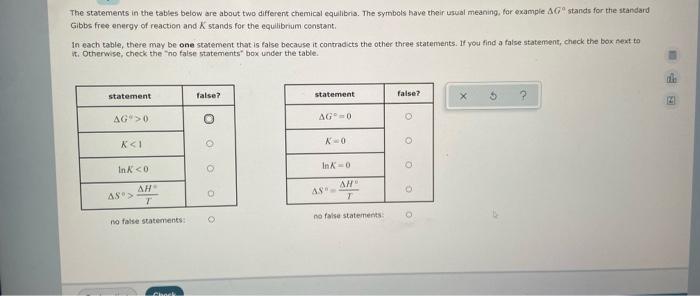 Solved The statements in the tables below are about two | Chegg.com
