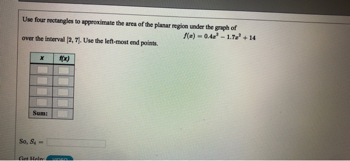 Solved Use four rectangles to approximate the area of the | Chegg.com