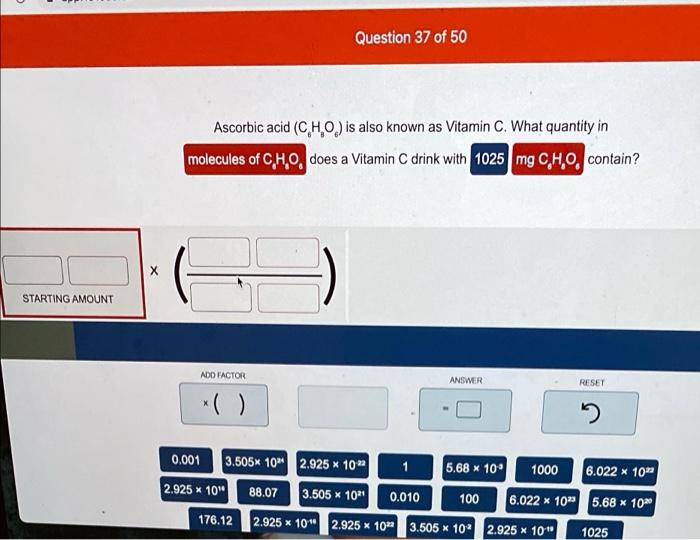 Solved Ascorbic acid (C6H8O6) is also known as Vitamin C. | Chegg.com