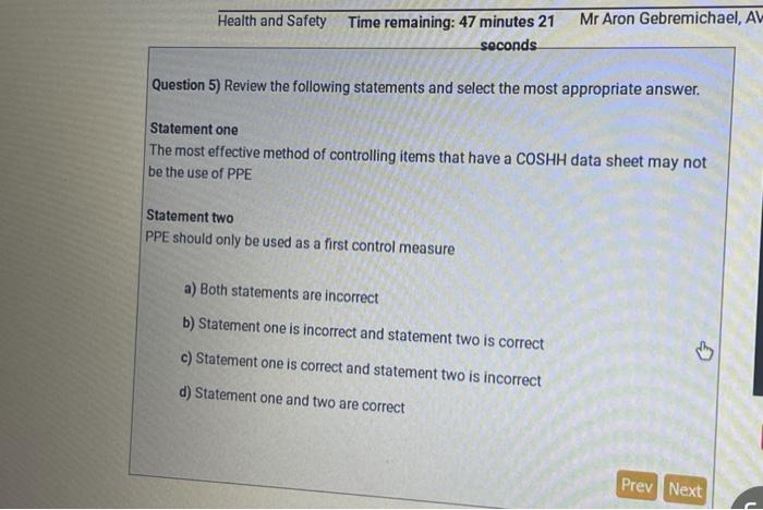 Solved Question 5) Review the following statements and | Chegg.com