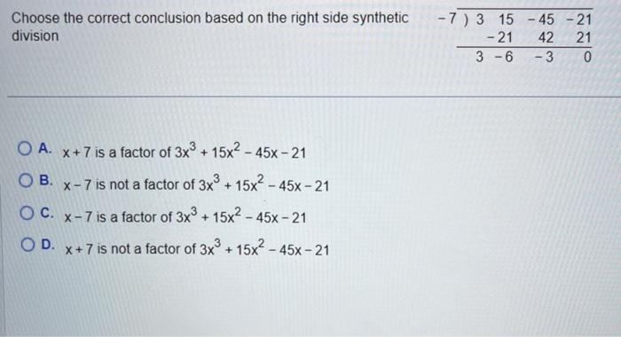 Solved division \begin{tabular}{rrr} −21 & 42 & 21 \\ \hline | Chegg.com