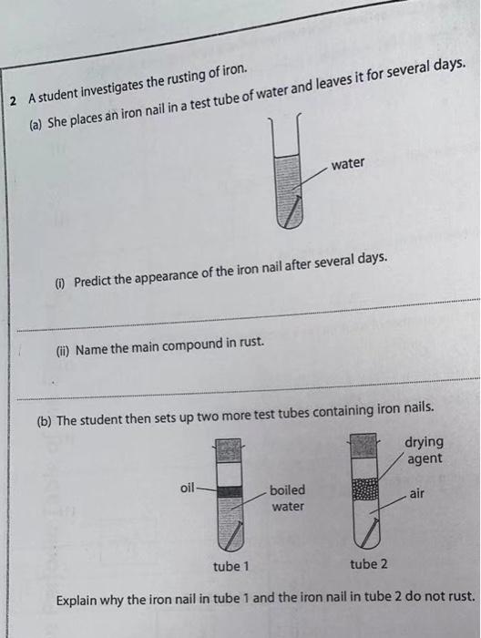 Solved 2 A student investigates the rusting of iron. (a) She | Chegg.com