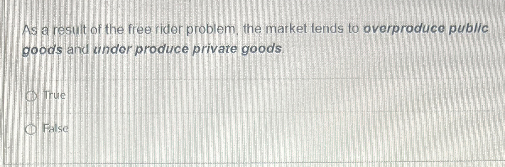 Solved As a result of the free rider problem, the market | Chegg.com