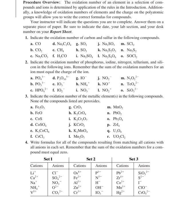 Solved INORGANIC NNOMENCLATURE REPORT FORM 2A Inorganic | Chegg.com