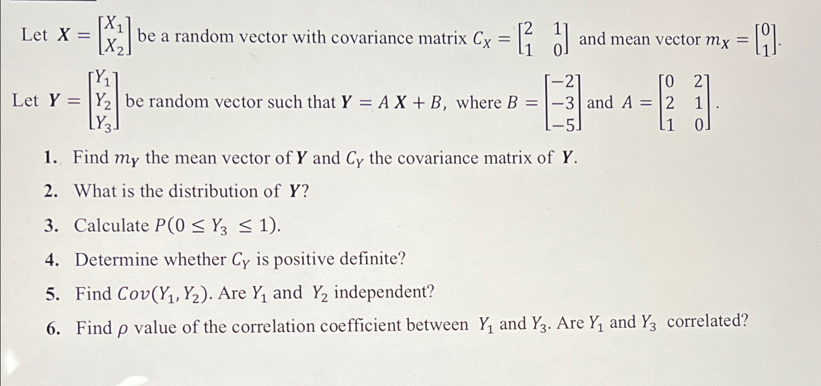 Solved Let x=[x1x2] ﻿be a random vector with covariance | Chegg.com