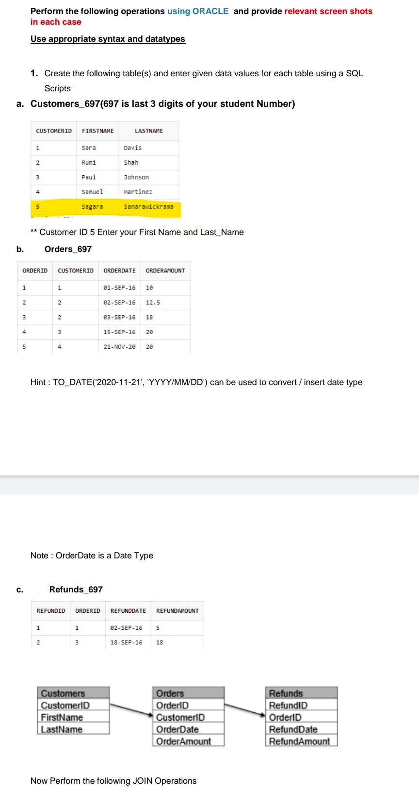 Solved Perform the following operations using ORACLE and | Chegg.com