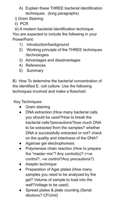 Solved A) Explain these THREE bacterial identification | Chegg.com