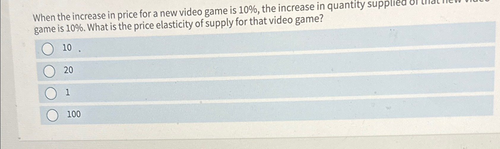 Solved When the increase in price for a new video game is | Chegg.com