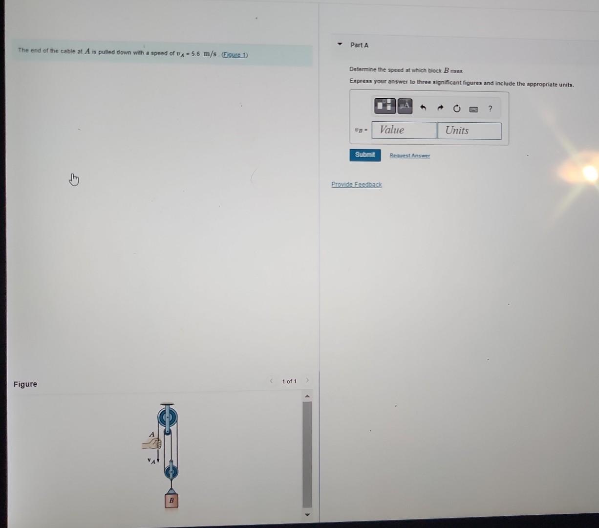 Solved Part A The end of the cable at A is pulled dowm with | Chegg.com