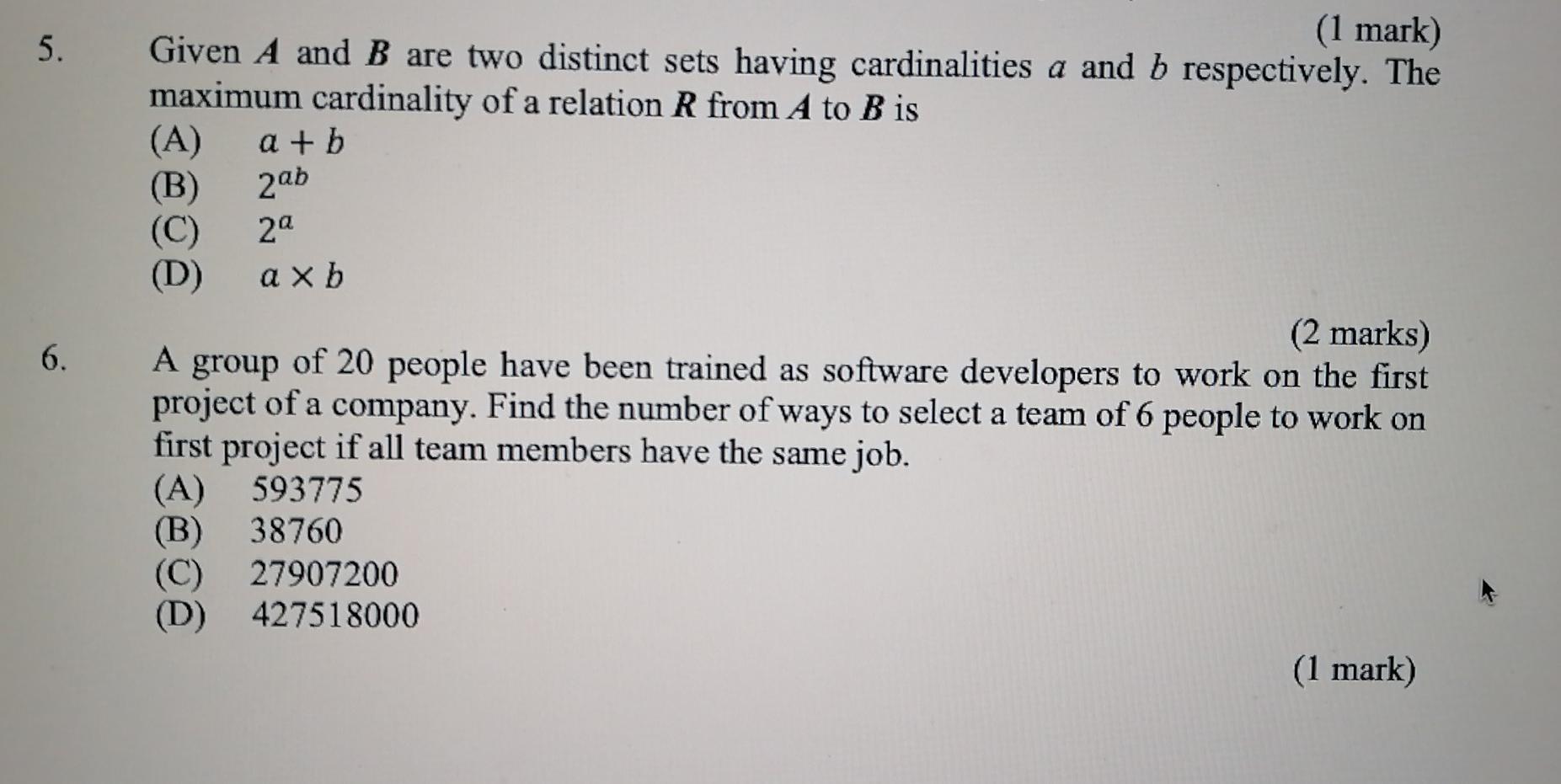 Solved 1. Let A and B are finite sets. Given A = {1, 2, 3, | Chegg.com