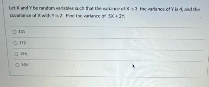 Solved Let X and Y be random variables such that the | Chegg.com