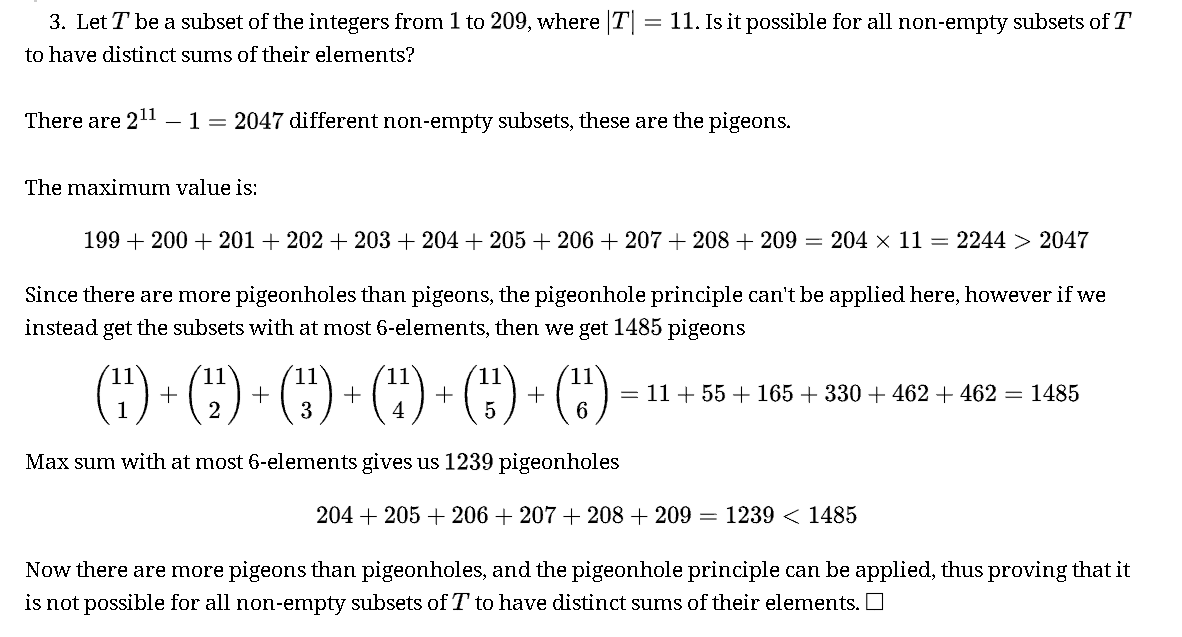 Solved Let T be a subset of the integers from 1 ﻿to 209, | Chegg.com