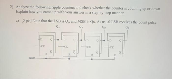 Solved 2) Analyze the following ripple counters and check | Chegg.com