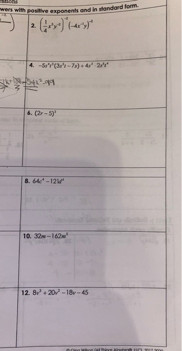 Solved wers with positive exponents and in standard form. 2. | Chegg.com