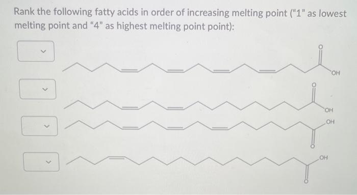 Solved Rank the following fatty acids in order of increasing | Chegg.com