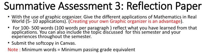 Solved Summative Assessment 3: Reflection Paper• With the | Chegg.com