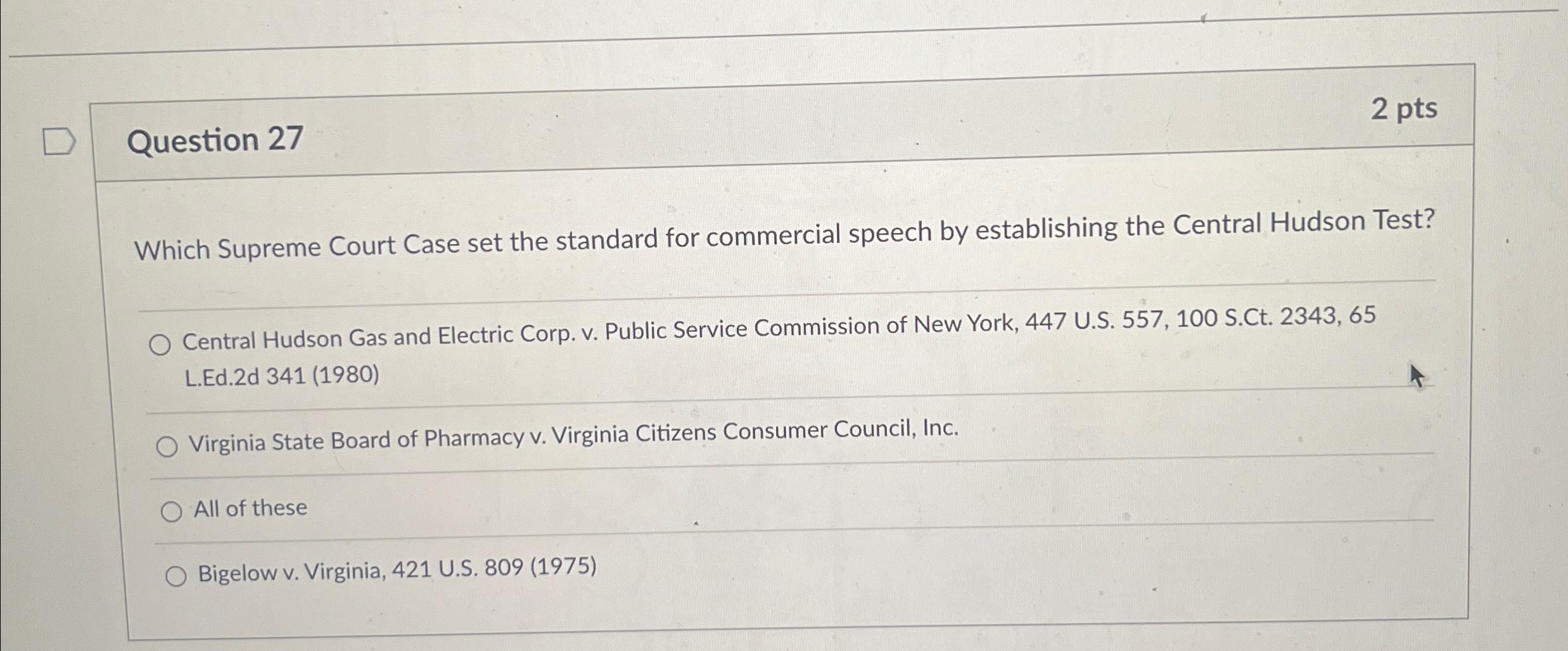 Solved Question 272 ﻿ptsWhich Supreme Court Case set the | Chegg.com