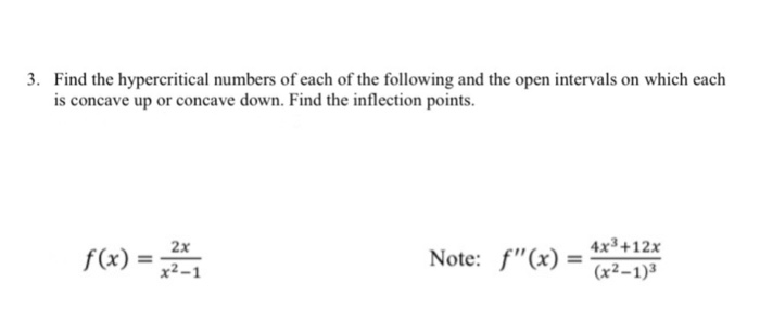 Solved 3. Find the hypercritical numbers of each of the | Chegg.com
