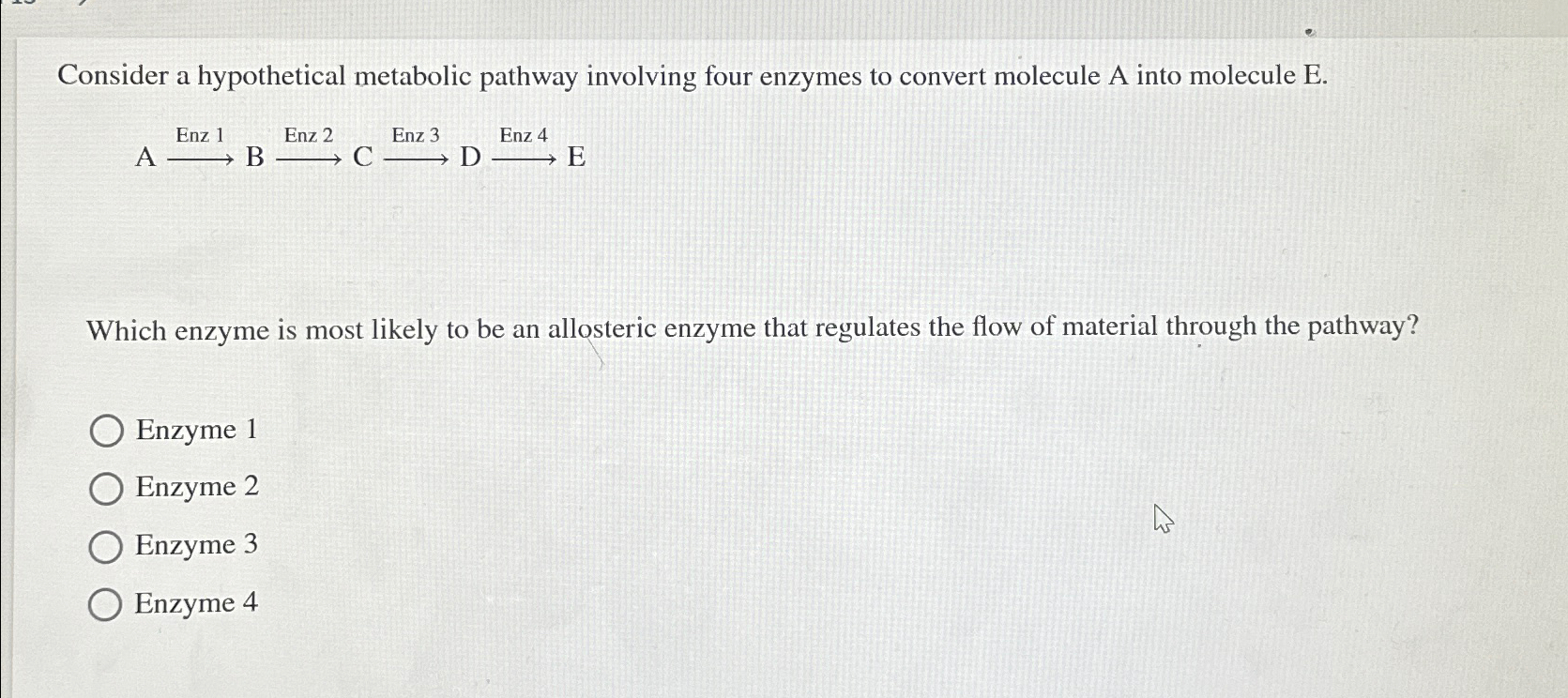 Solved Consider a hypothetical metabolic pathway involving | Chegg.com