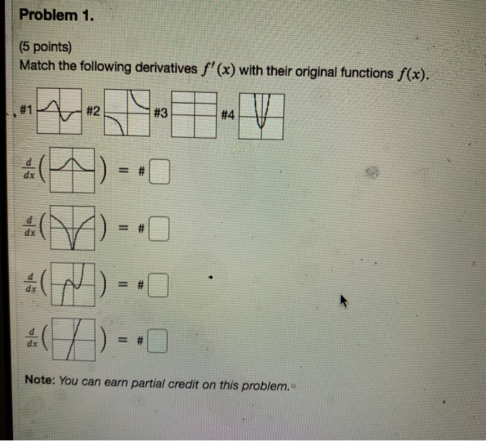 Solved Problem 1. (5 points) Match the following derivatives | Chegg.com