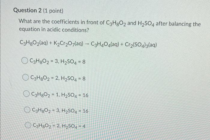 Solved Question 2 (1 point) What are the coefficients in | Chegg.com
