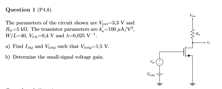 Solved Question 1 (P4.8)The parameters of the circuit shown | Chegg.com