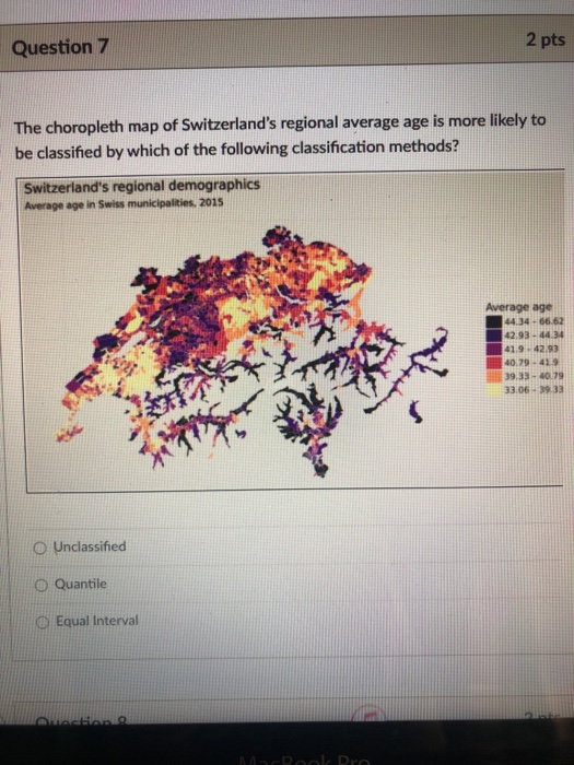 Solved Question 7 2 pts The choropleth map of Switzerland's | Chegg.com