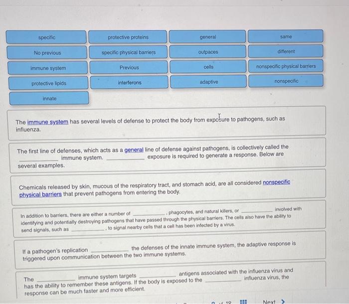 Solved The immune system has several levels of defense to | Chegg.com