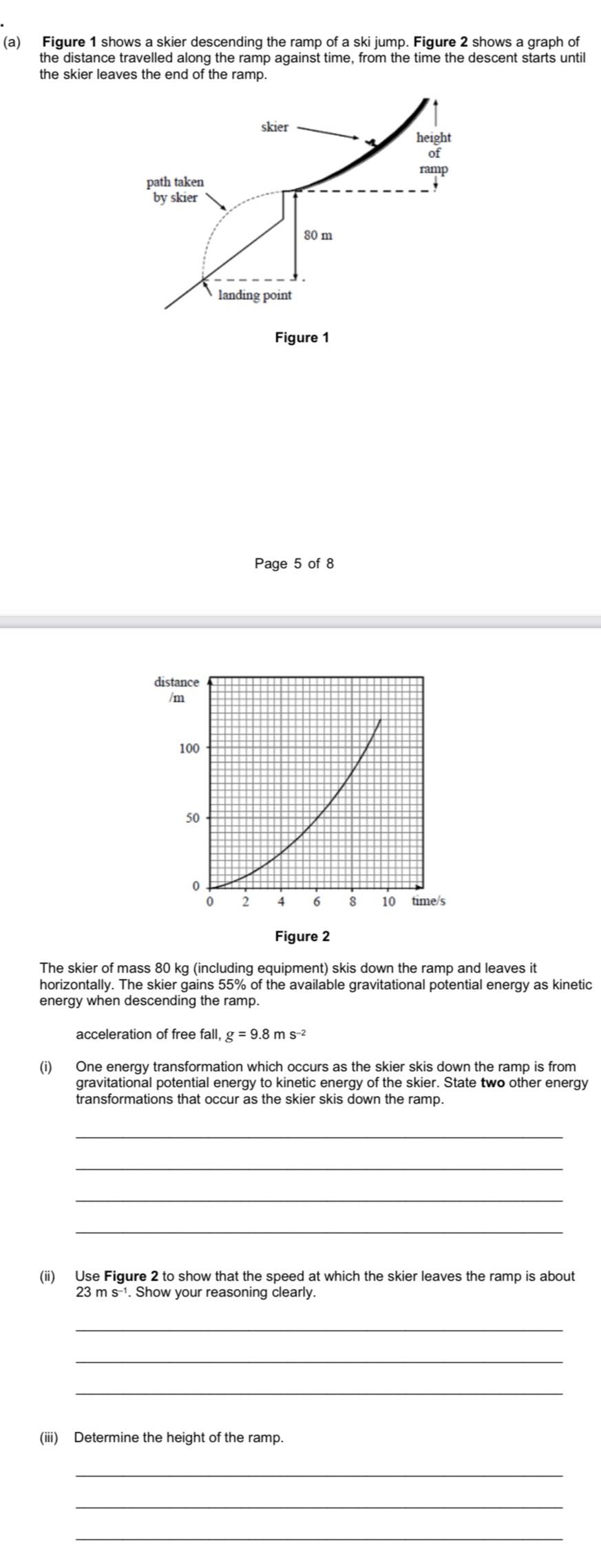 Solved (a) ﻿Figure 1 ﻿shows a skier descending the ramp of a | Chegg.com