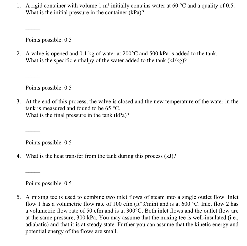 Solved A rigid container with volume 1m3 ﻿initially contains | Chegg.com