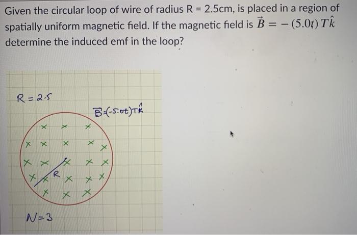 Solved Given the circular loop of wire of radius R = 2.5cm, | Chegg.com