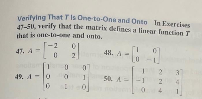 Solved Verifying That T Is One-to-One and Onto In Exercises | Chegg.com